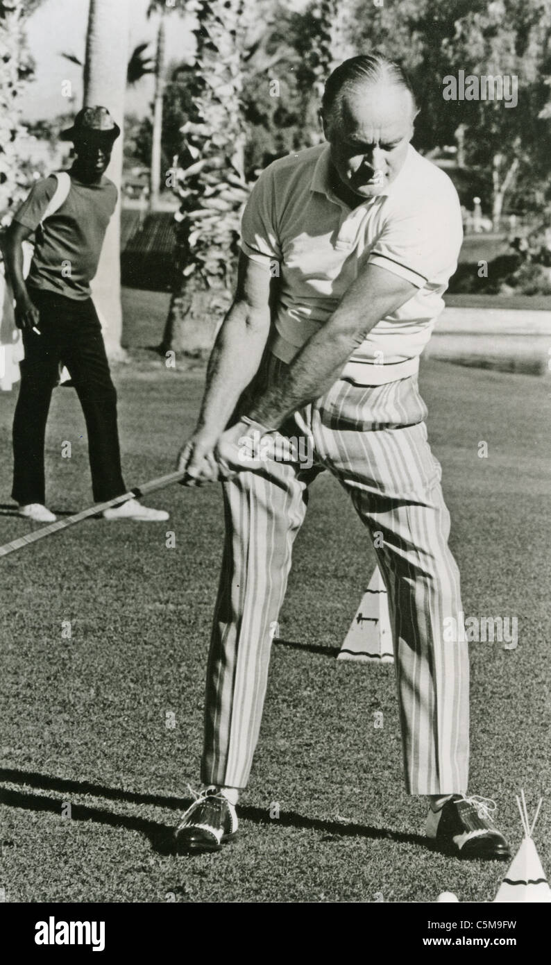BOB HOPE (1903-2003) US comedian and film actor at a golf tournament ...