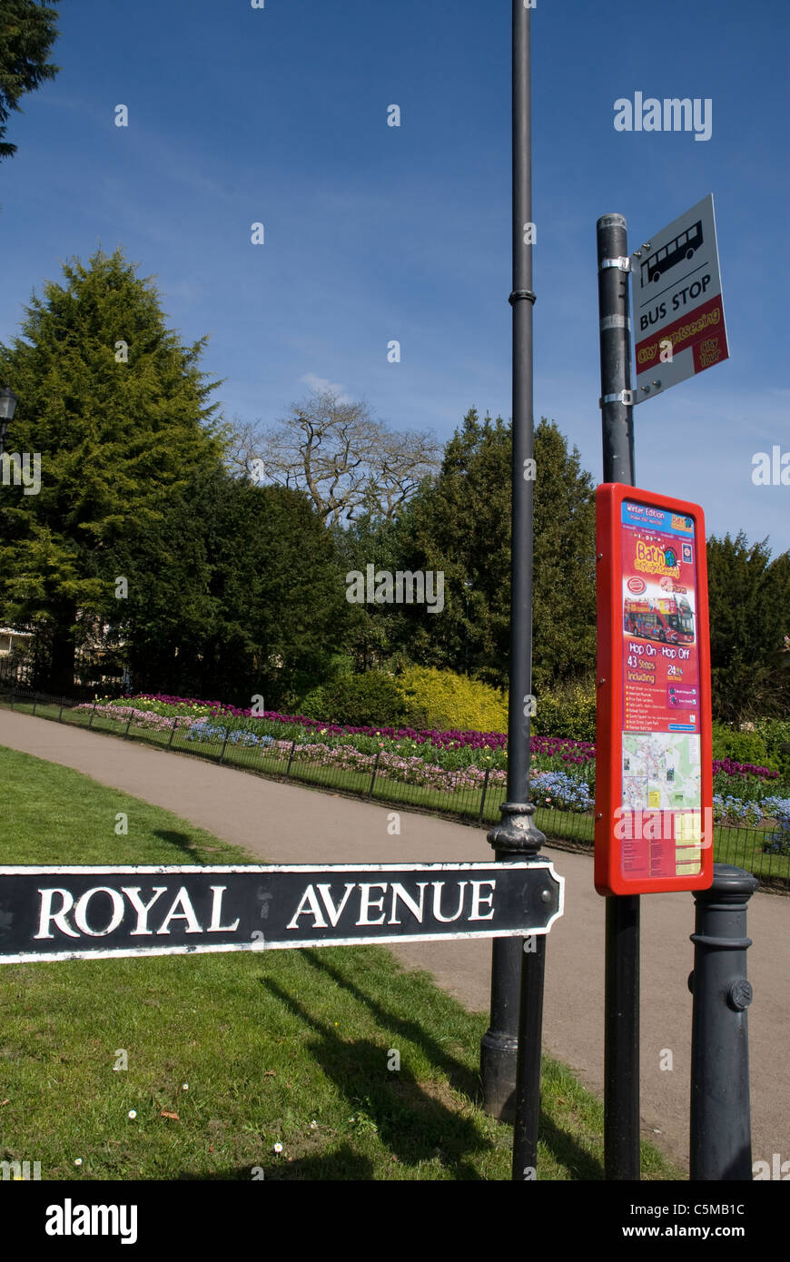 Bus stop on Royal Avenue Royal Victoria Park, Bath Somerset UK Stock ...