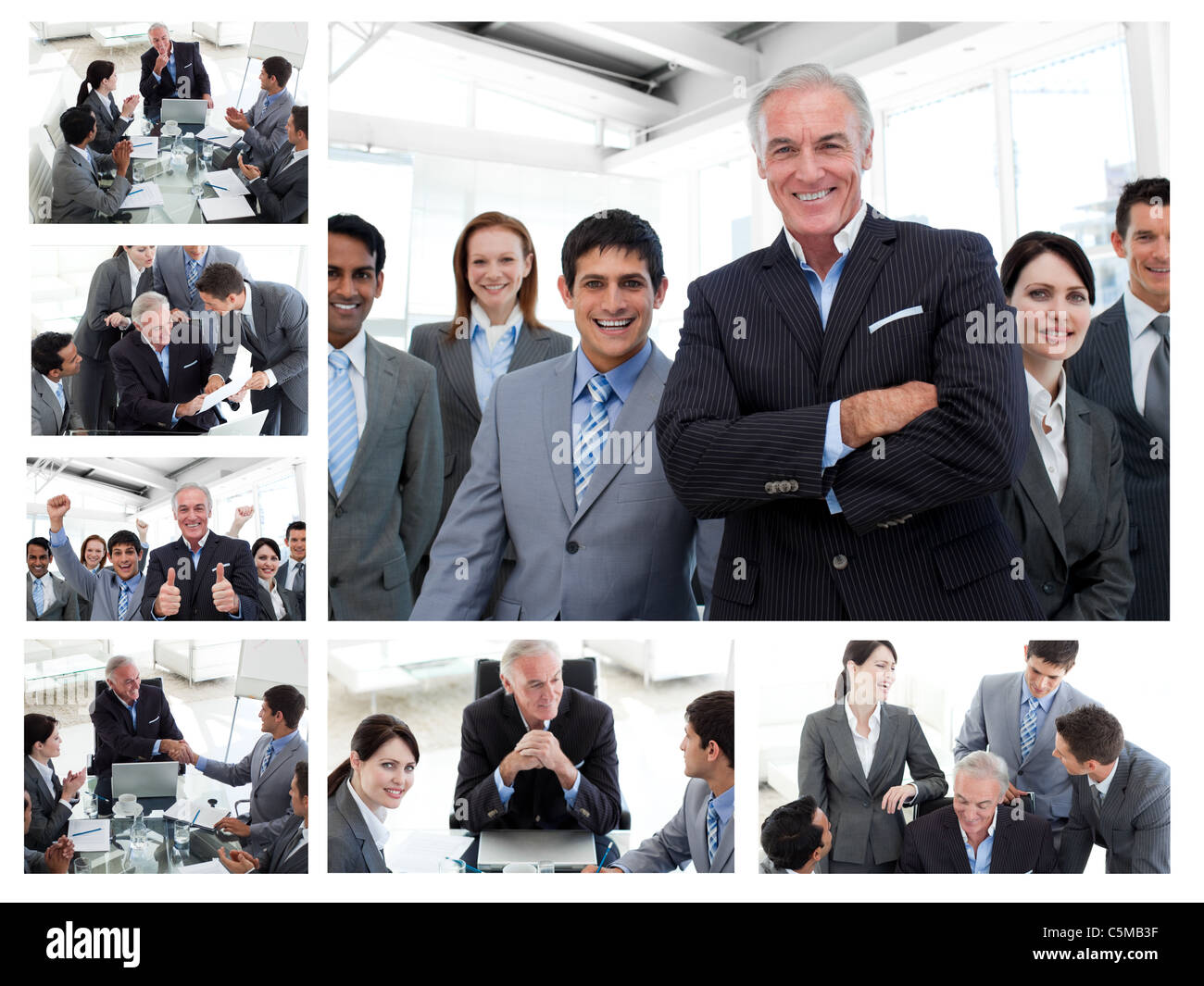 Collage of business people posing and working at the office Stock Photo ...