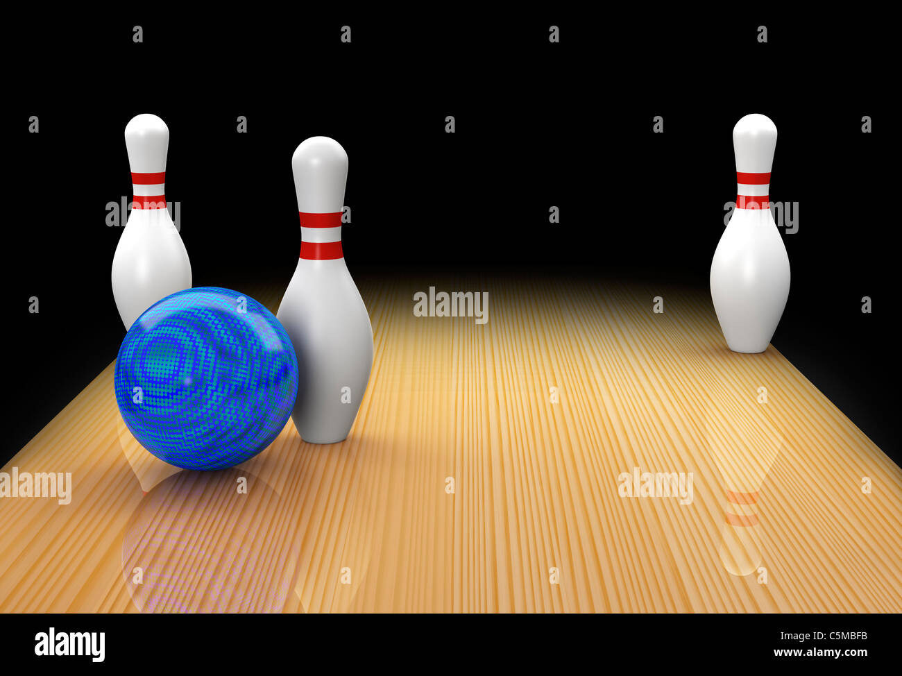 Ten pin bowling spare or split called Christmas Tree on black ...