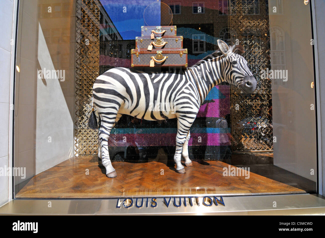Louis Vuitton London store Zebra window display New Bond Street Stock ...