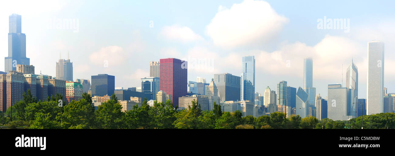 Panoramic shot of downtown Chicago looking north and west from the ...