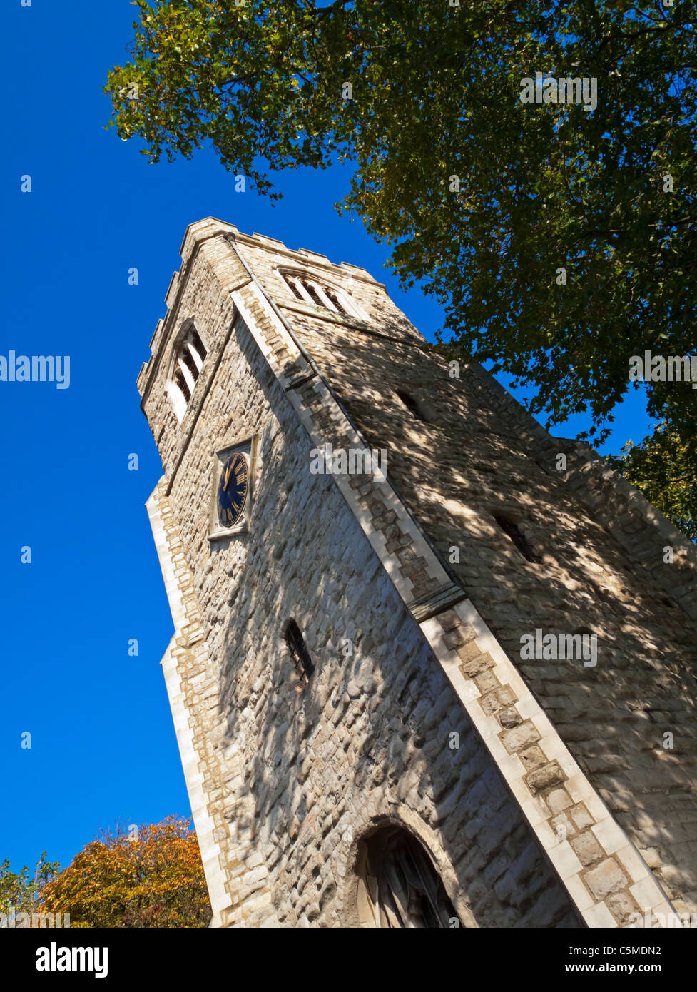 View looking up at St Augustine's Tower the 13th century remains of the ...