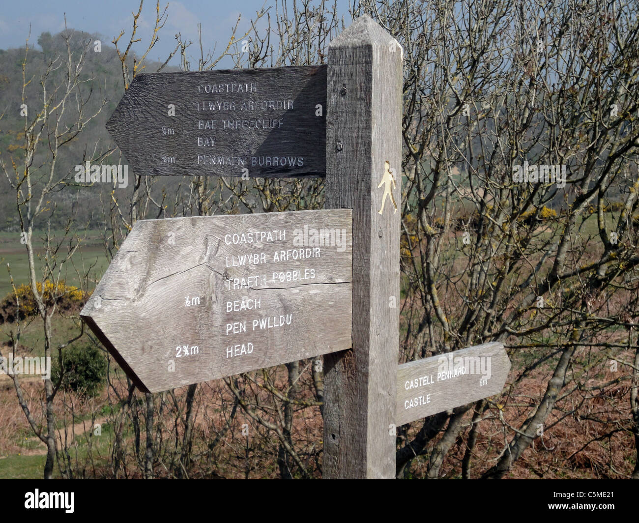 A pathway sign in Wales Stock Photo - Alamy