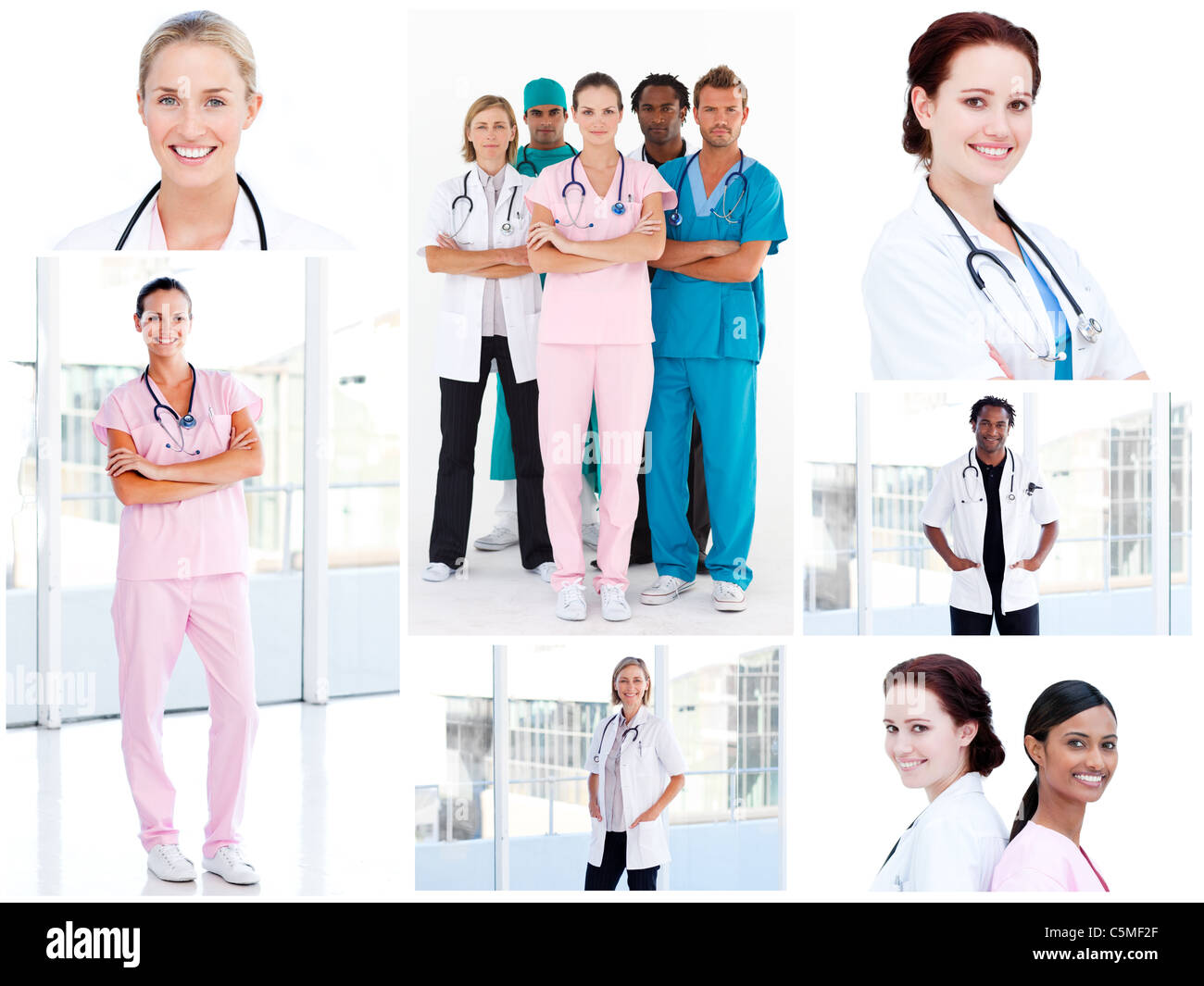 Collage of young doctors Stock Photo - Alamy