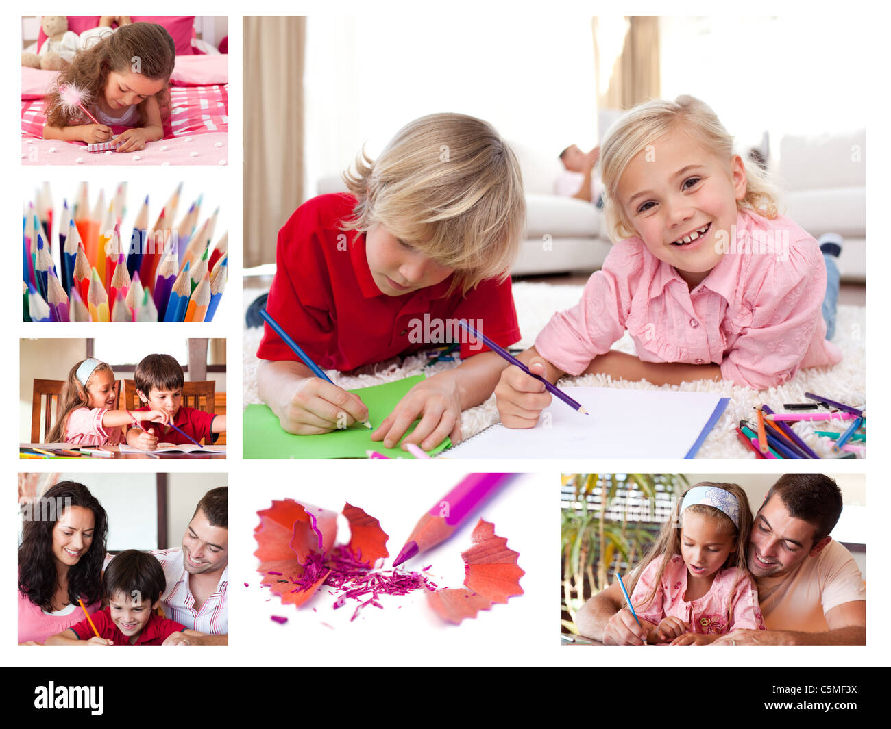 Collage of children coloring Stock Photo - Alamy