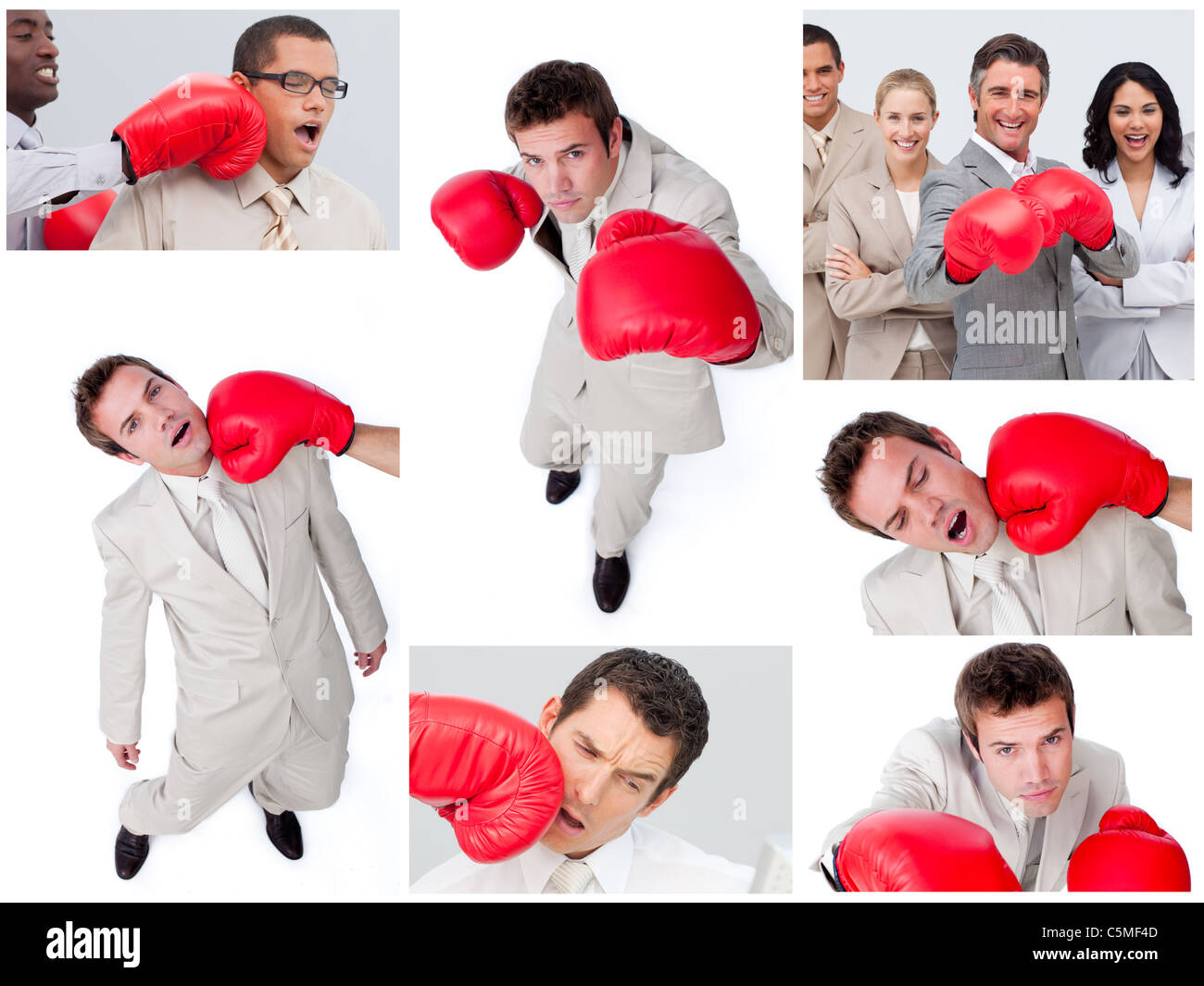 Collage of business people boxing Stock Photo - Alamy