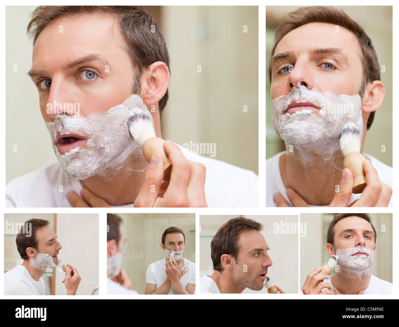 Collage of a handsome man shaving Stock Photo - Alamy
