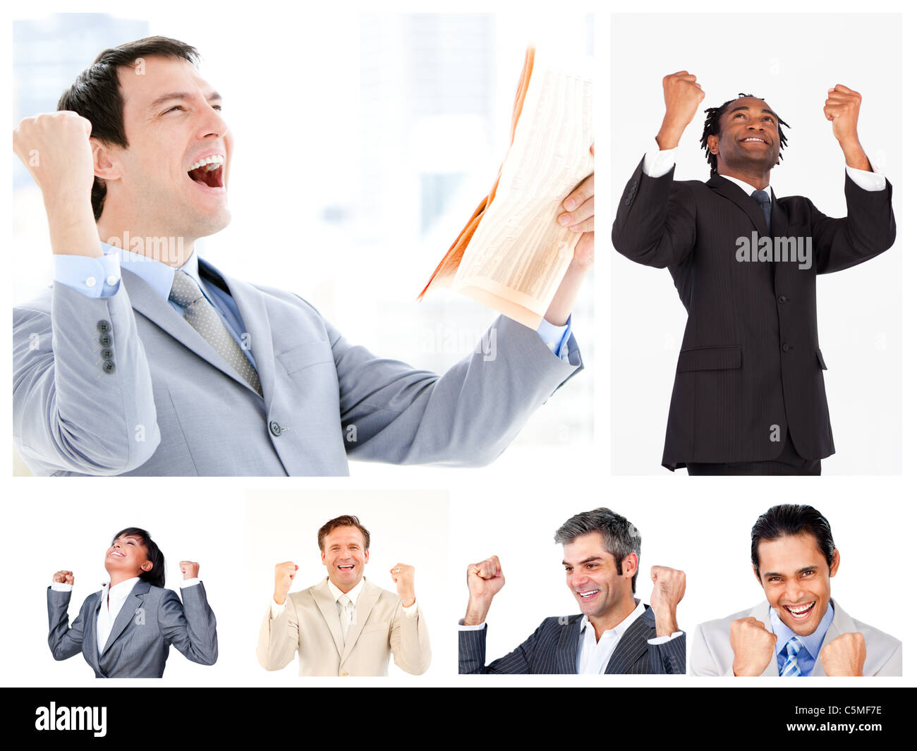 Collage of victorious businessmen Stock Photo - Alamy