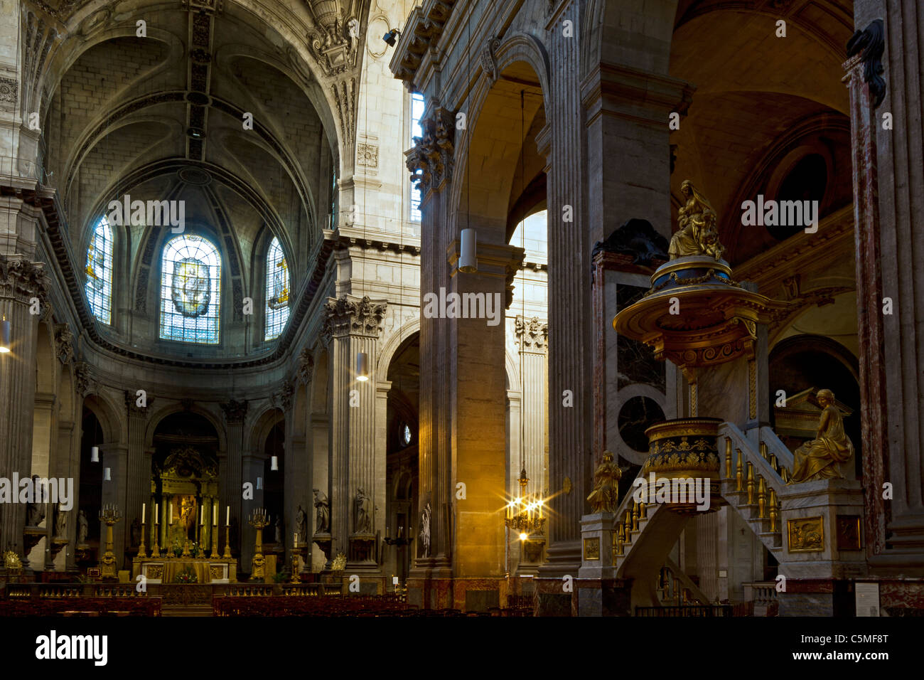 Fountain And Church Saint Sulpice, Paris, France Stock Photo - Alamy