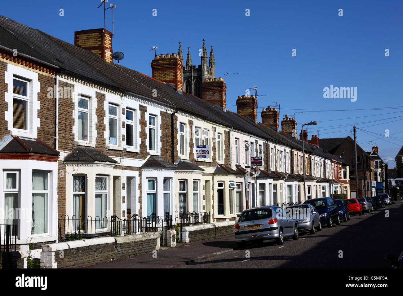 Typical terraced housing, Roath, Cardiff, South Glamorgan, Wales ...