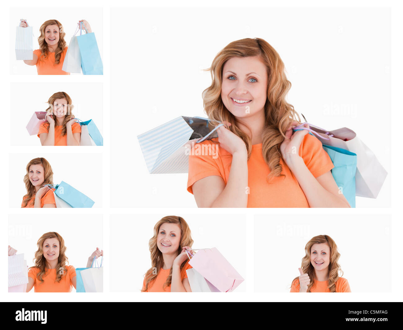 Collage of a woman with shopping bags Stock Photo - Alamy