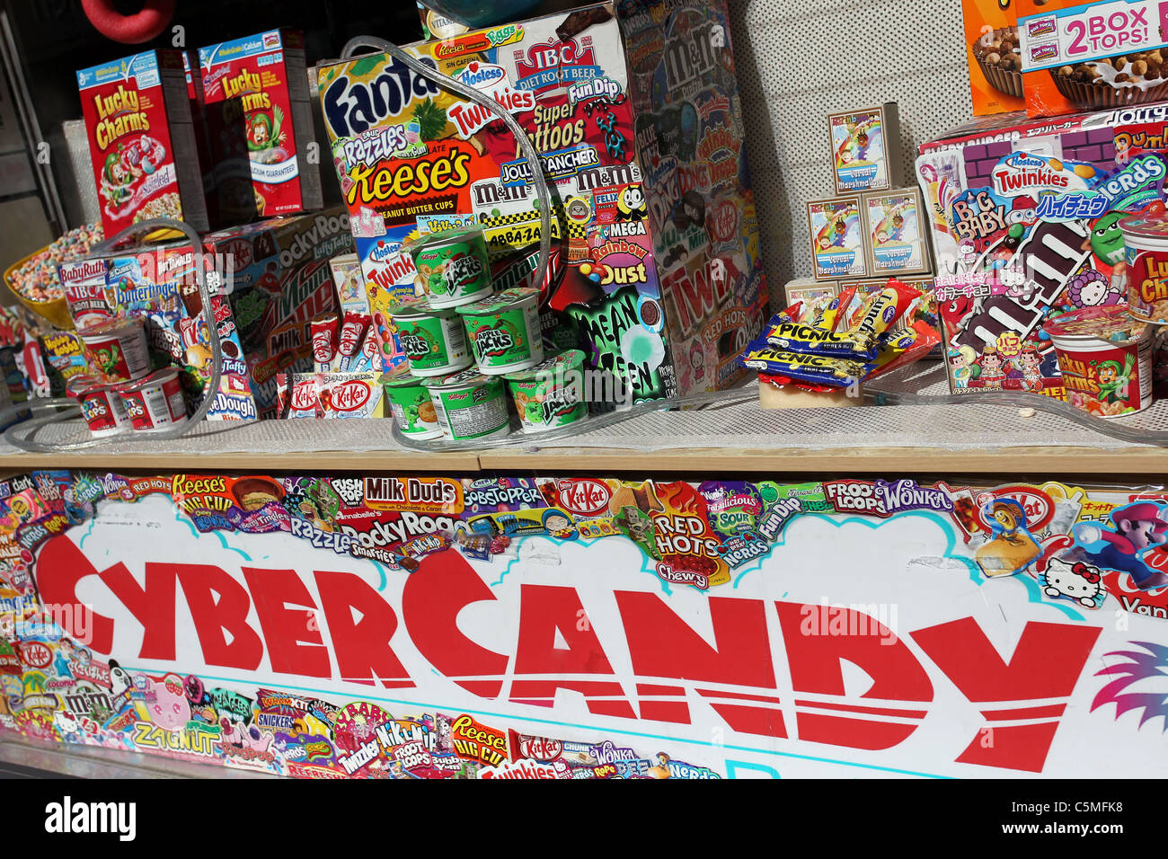 A selection of sweets for sale in Cybercandy, a sweet shop in Brighton ...