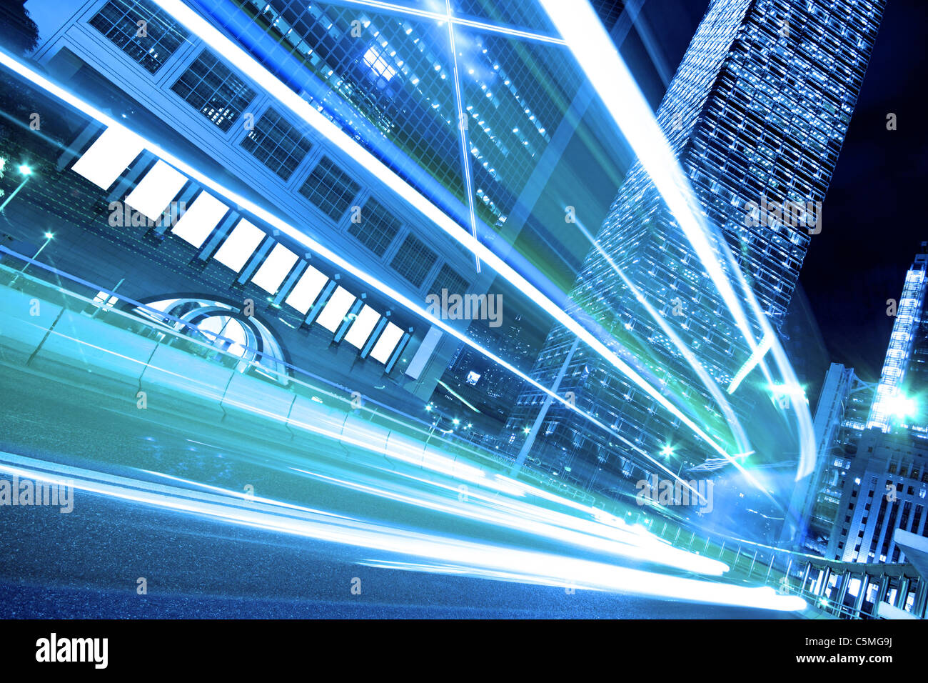 Urban landscape at night and through the city's traffic Stock Photo - Alamy