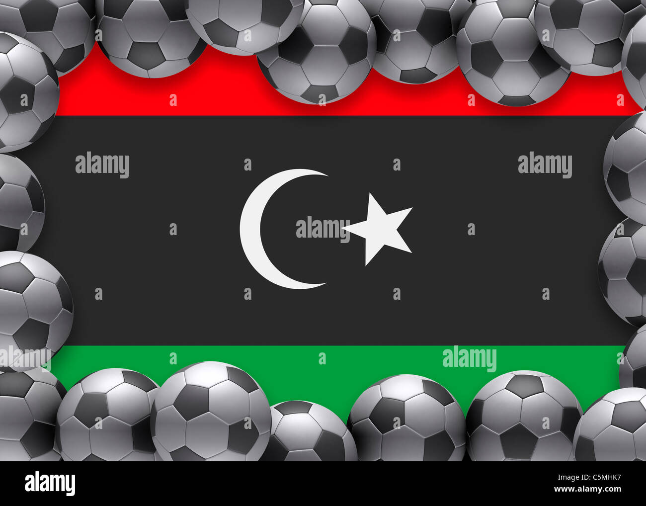 Flag of Libyan Republic football soccer Stock Photo - Alamy