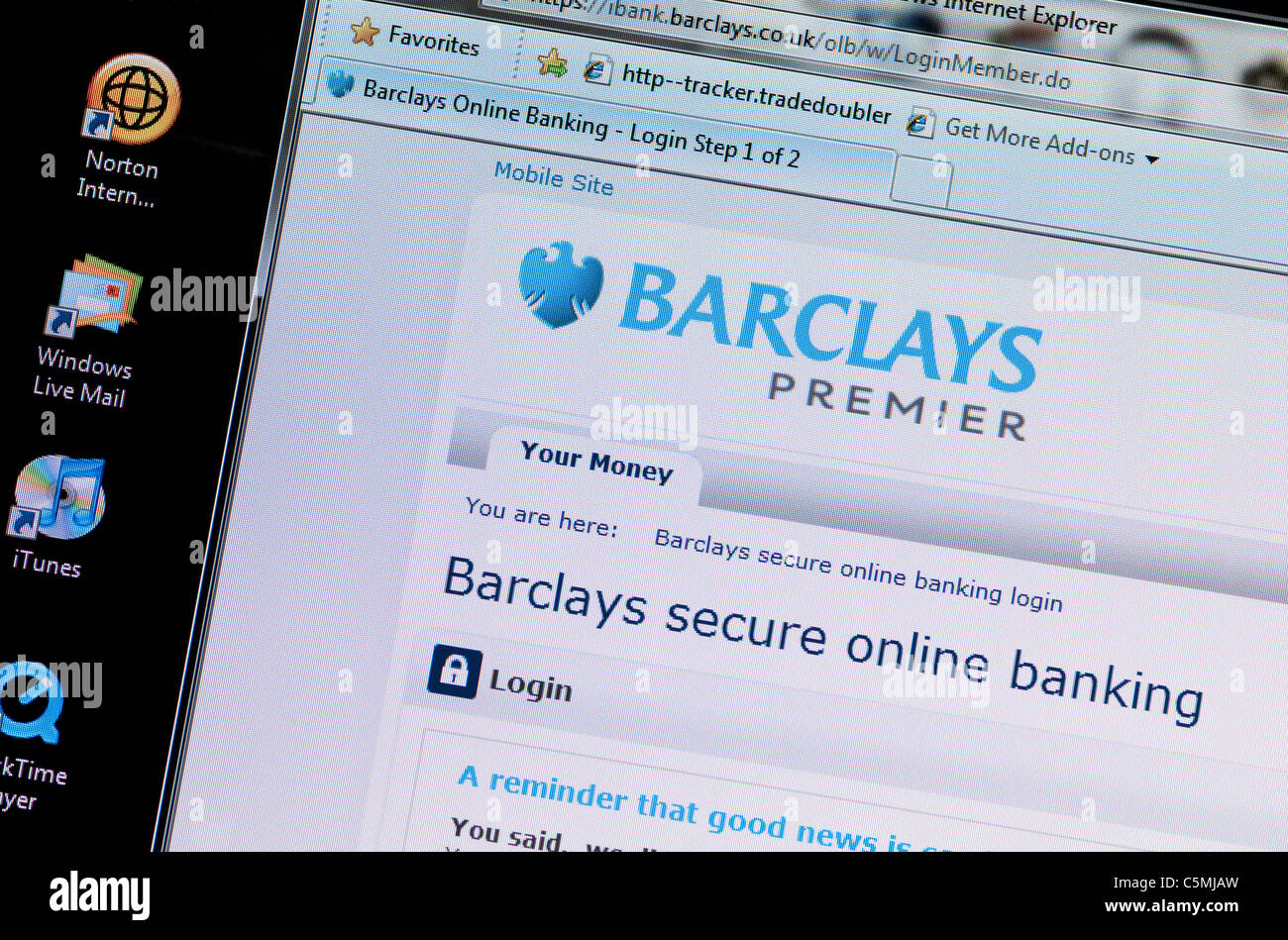 barclays online banking internet homepage on computer screen Stock ...