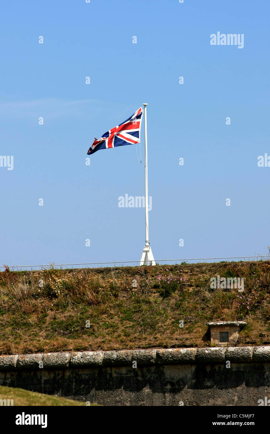 British Flag flying from a tall flagpole Stock Photo - Alamy