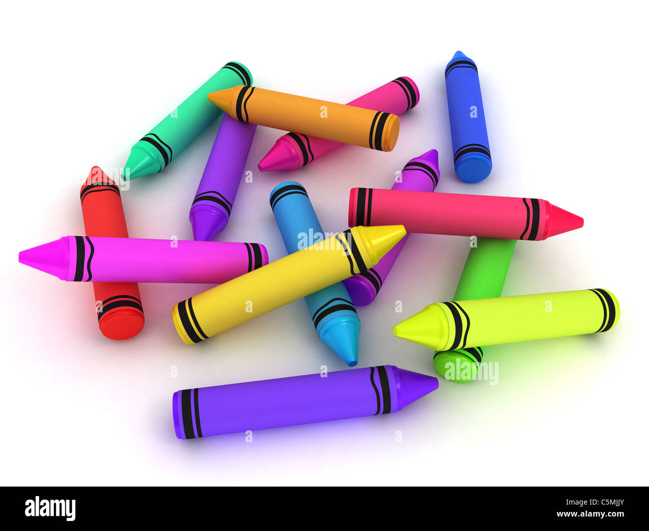 3D Illustration of Crayons of Different Colors Stock Photo - Alamy