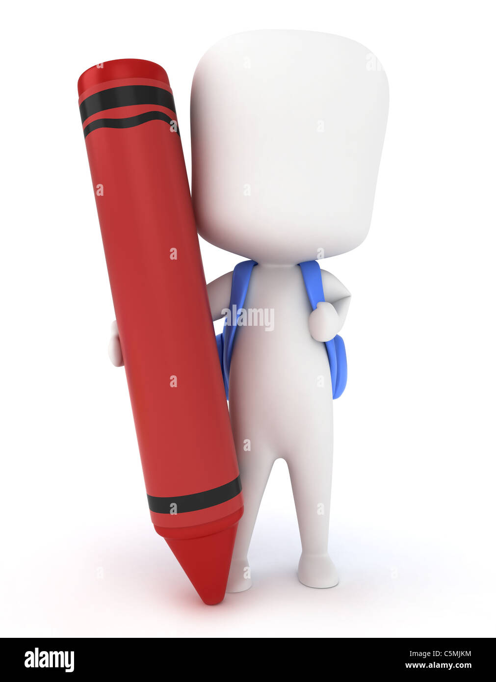 3D Illustration of a Kid Holding a Big Crayon Stock Photo - Alamy