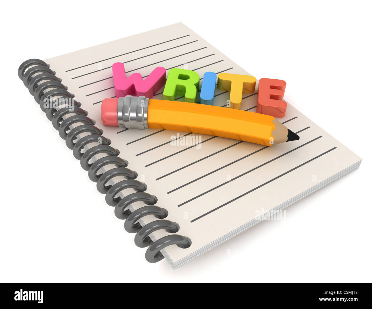 3D Illustration of a Pen and Notebook with the Word Write Stock Photo ...