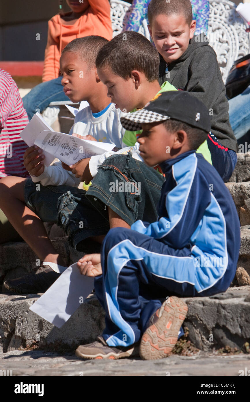 Cuba, Trinidad. Boys in Audience Watching Musical Peformance Stock ...