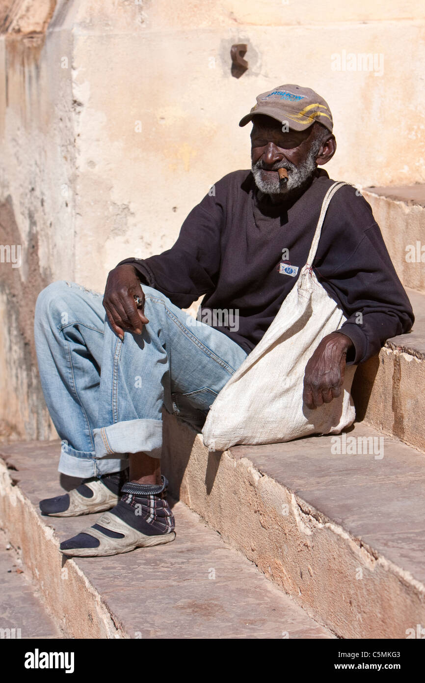 Cuba, Trinidad. Afro-Cuban Man with Cigar Stock Photo - Alamy