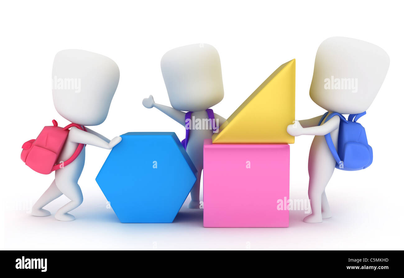 Illustration of Preschool Kids Assembling Building Blocks Stock Photo ...