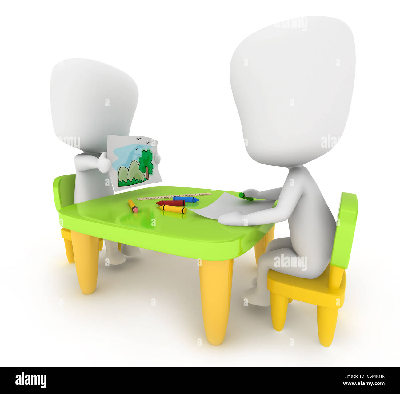3D Illustration of Kids Drawing Stock Photo - Alamy