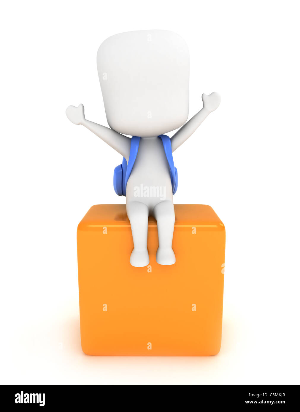 3D Illustration of a Kid Sitting on a Square Stock Photo - Alamy