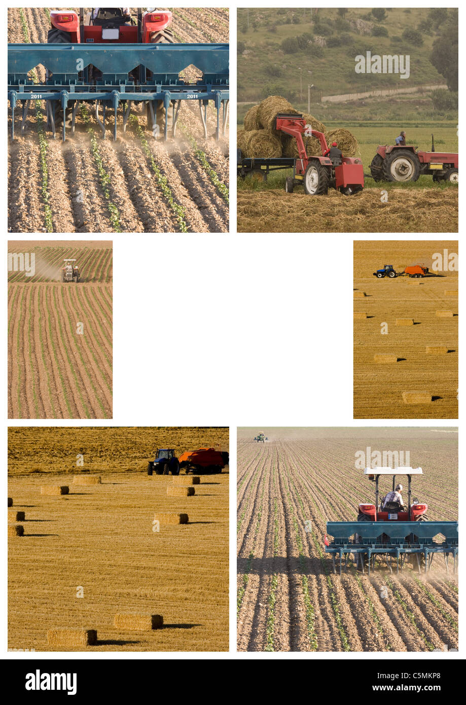 Collage of Farmer with tractor Stock Photo - Alamy
