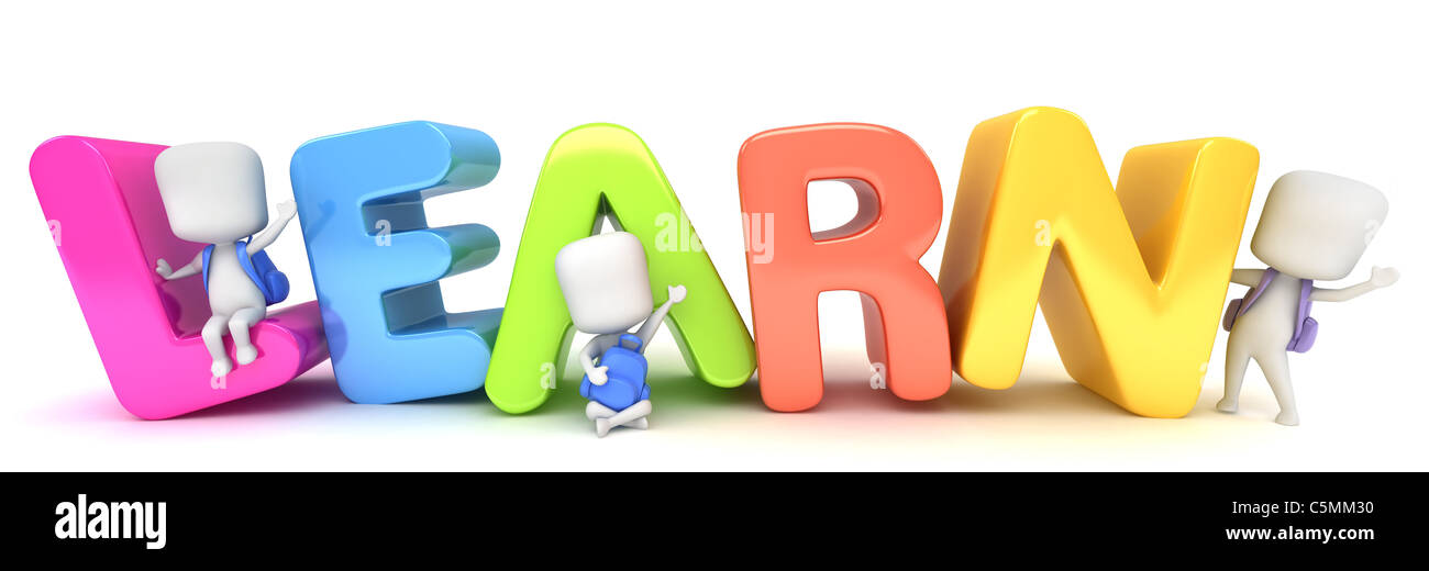 3D Illustration of Kids Posing with the Word Learn Stock Photo - Alamy