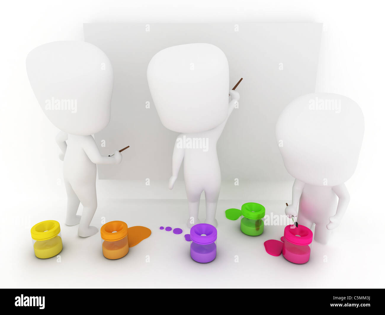 3D Illustration of Kids Trying to Paint Stock Photo - Alamy