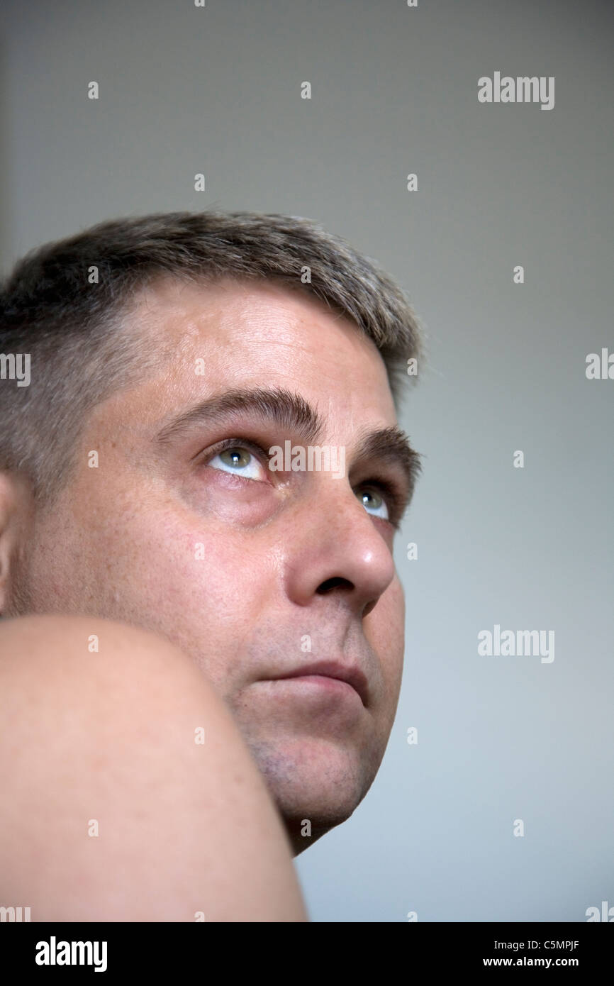 Man 's face looking up Stock Photo - Alamy