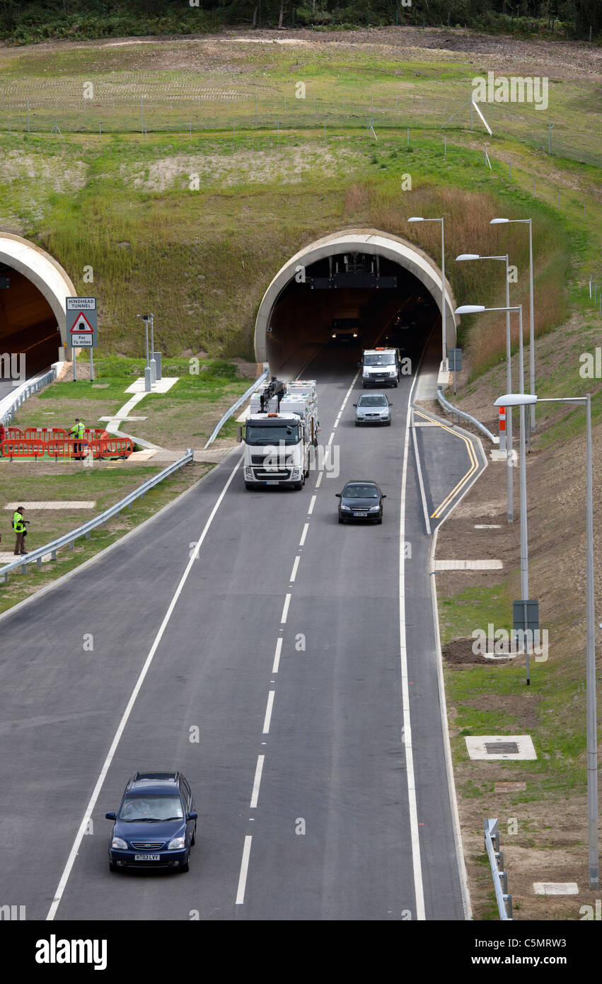 First traffic through the A3 Hindhead Tunnel, just after the opening of ...