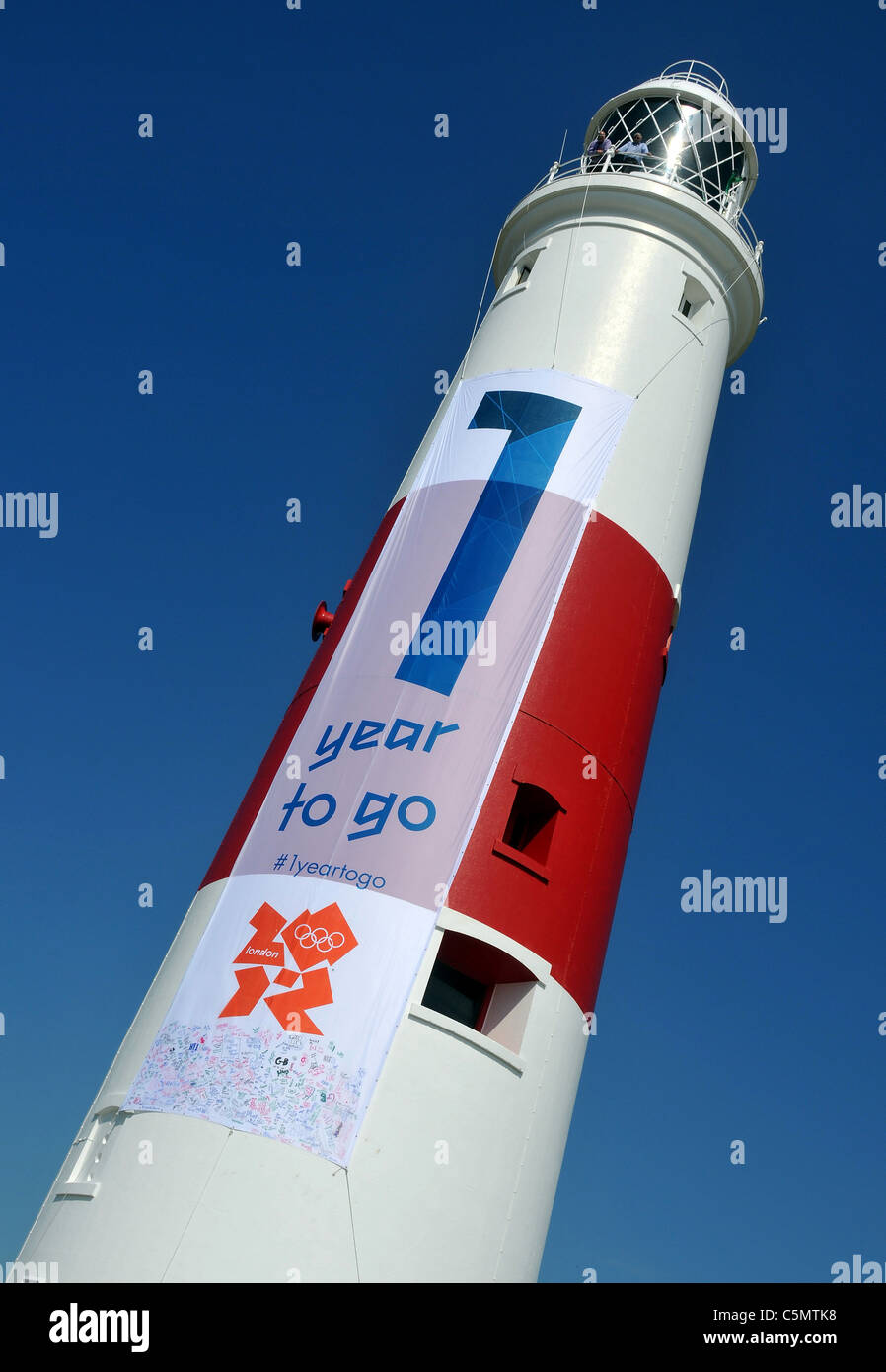 UK, One Year to the Olympic Games. LOCOG displays a number one banner ...