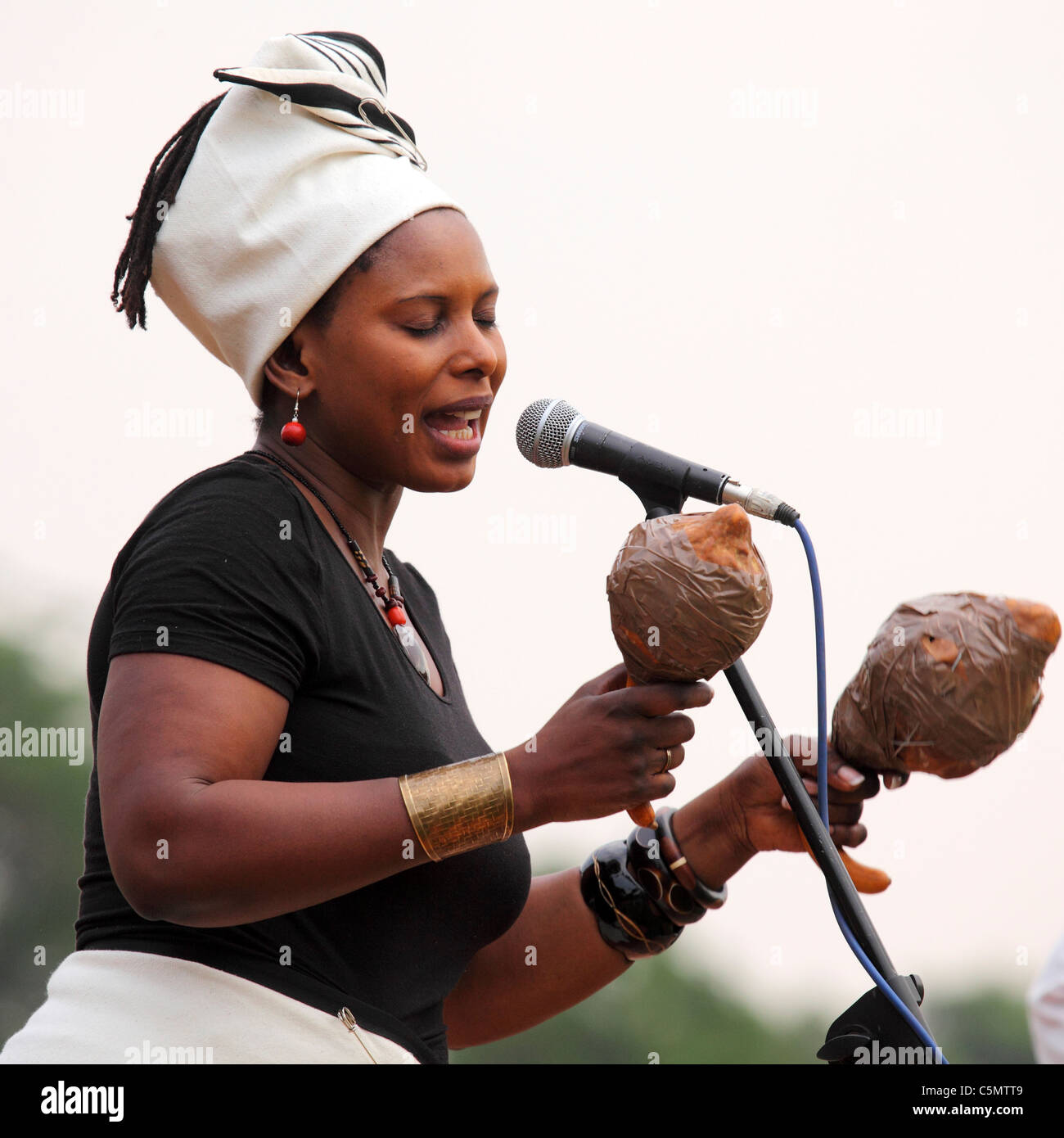 A singer performs on an open air stage in Harare, Zimbabwe Stock Photo ...