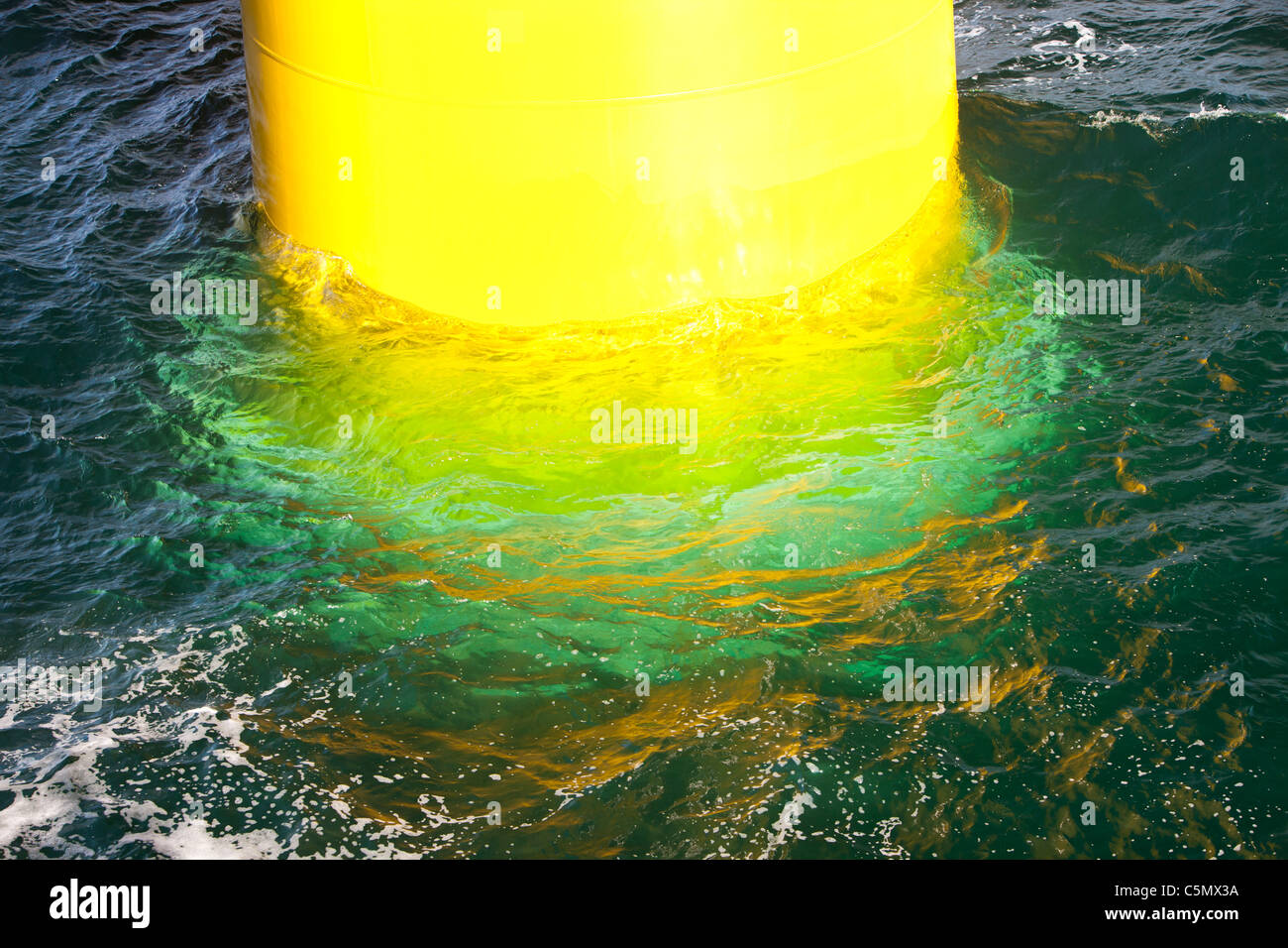 A transition piece of a wind turbine in the Walney Offshore wind farm ...
