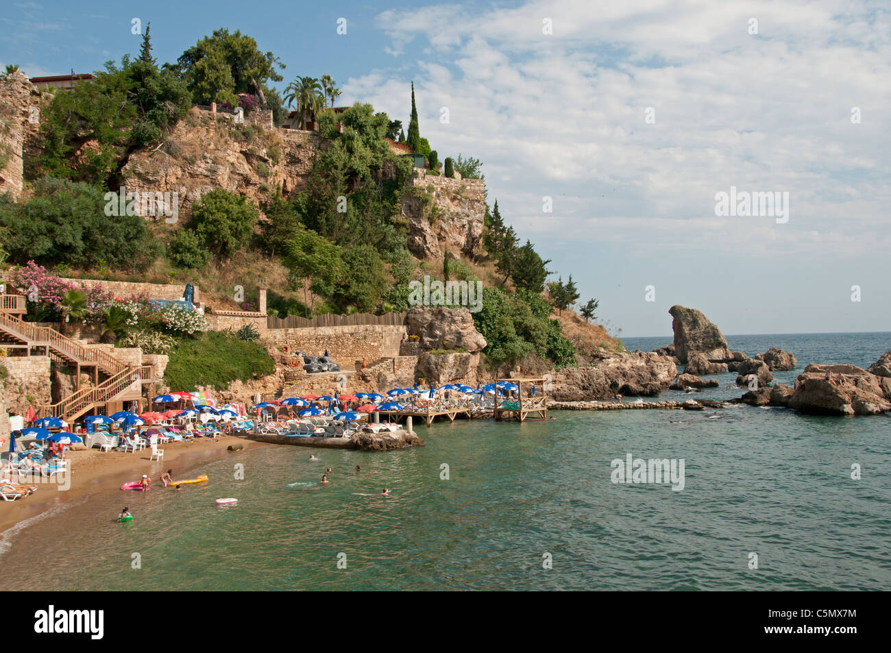 Antalya Turkey old City Town Beach Sea Shore near old Port Stock Photo ...