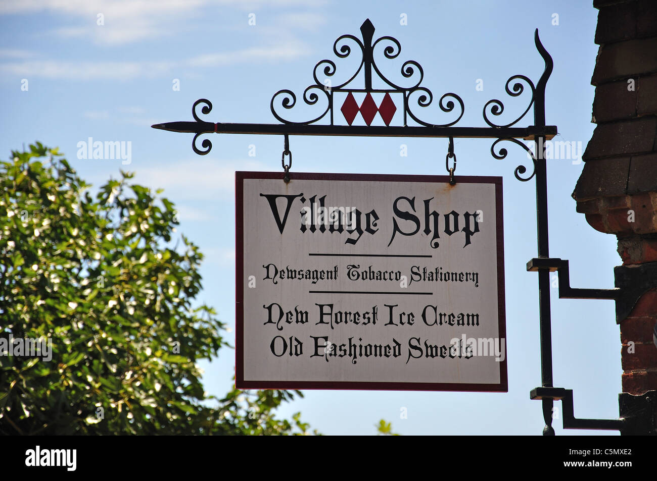 Village Shop sign, High Street, Beaulieu, Hampshire, England, United ...