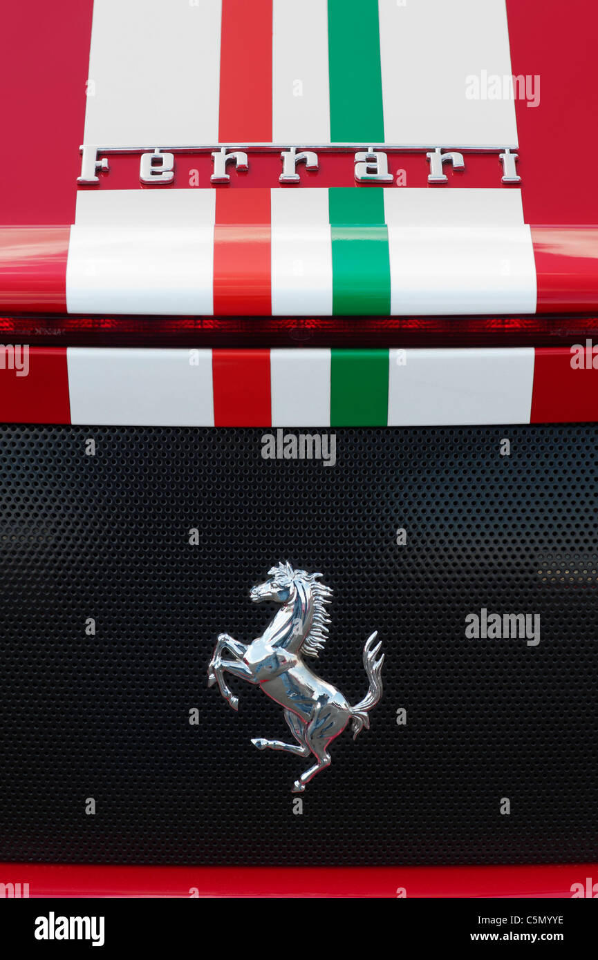 Ferrari name badge and horse logo Stock Photo - Alamy