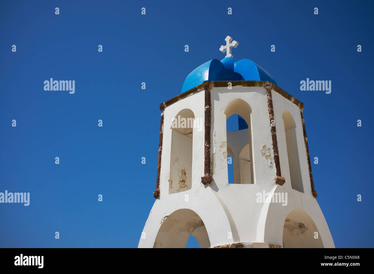 The famous blue domes of Anastasi Church in the Village of Oia ...