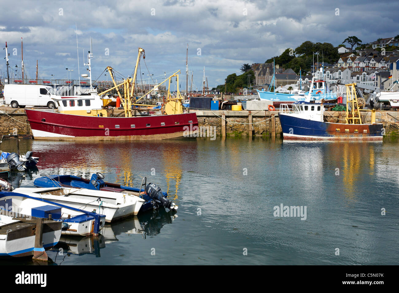 Fishing boats in the harbour at Brixham, Devon, England Stock Photo - Alamy
