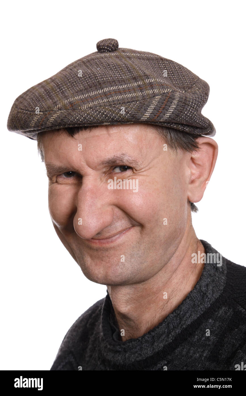 Portrait of a man wearing a cap with a white background Stock Photo - Alamy