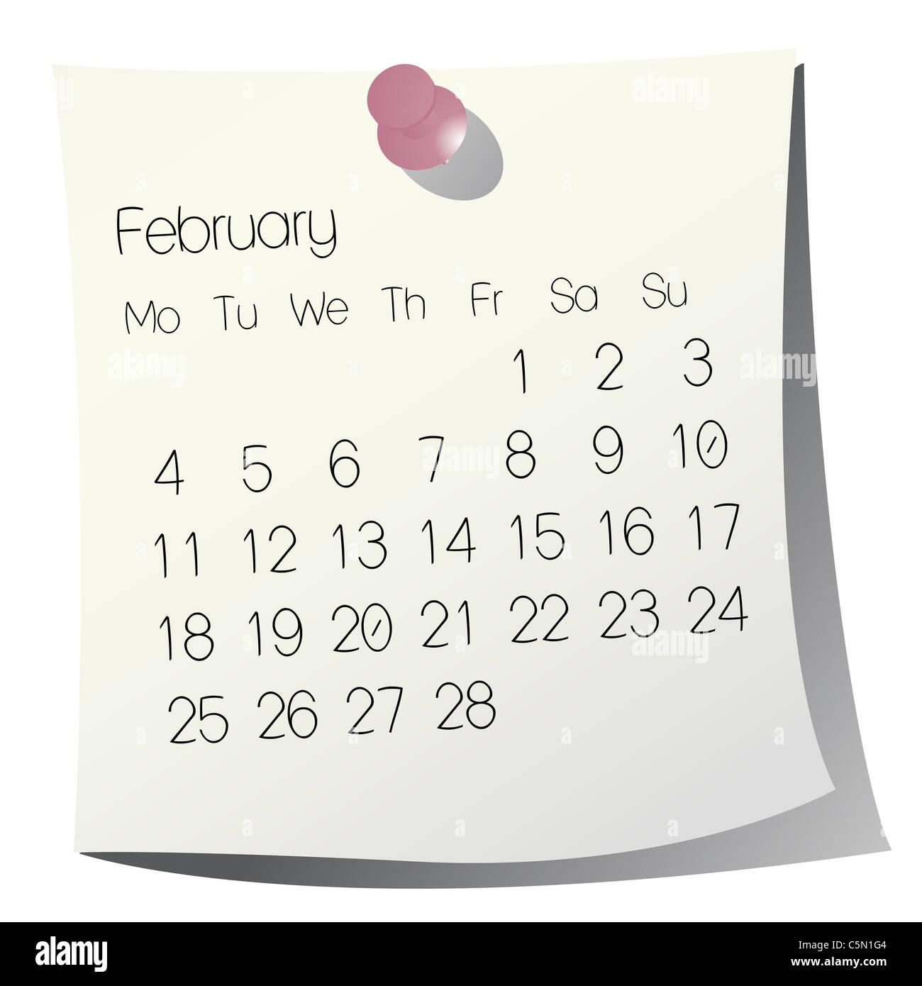 2013 February calendar on white paper Stock Photo - Alamy