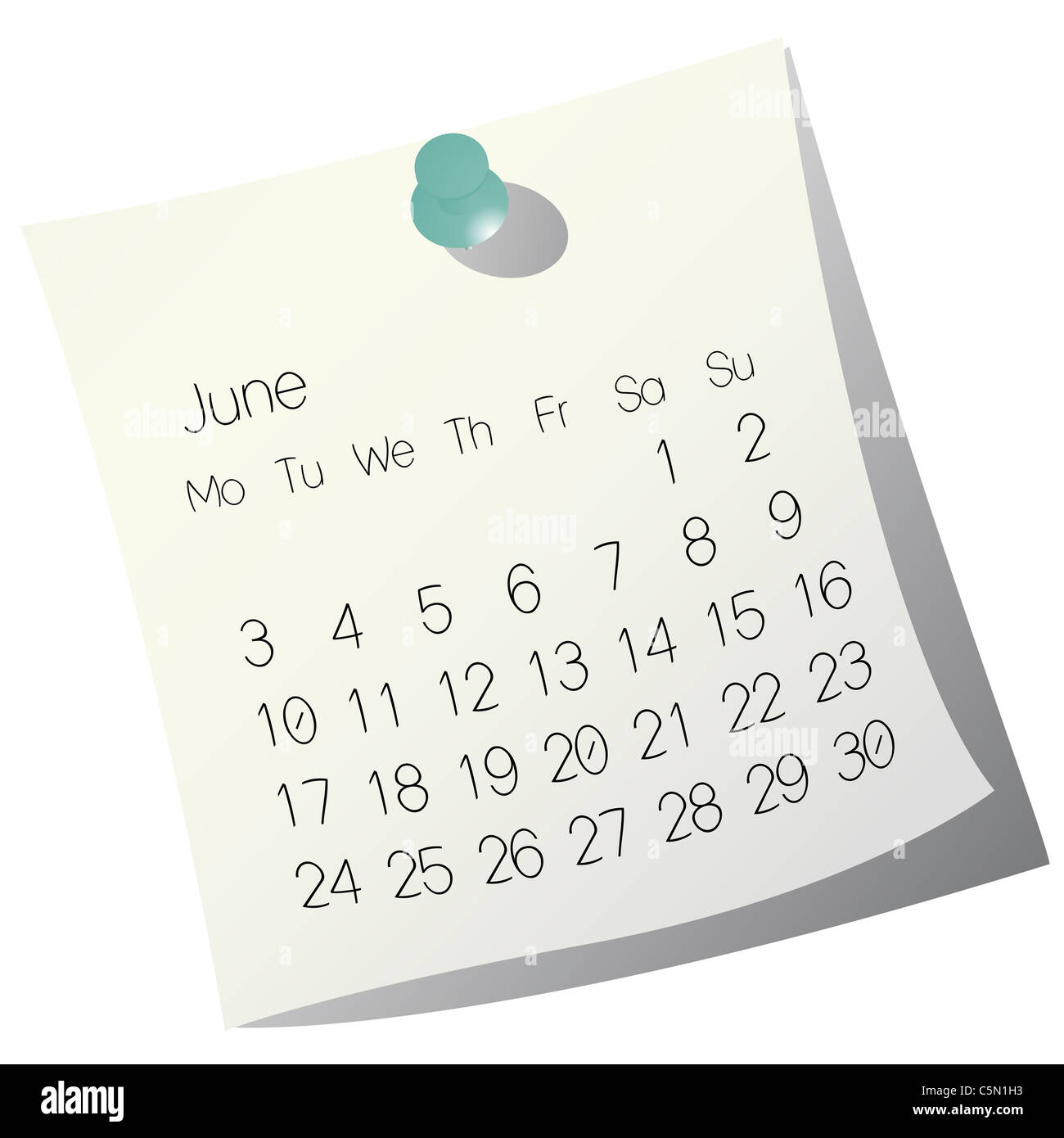 June calendar Cut Out Stock Images & Pictures - Alamy