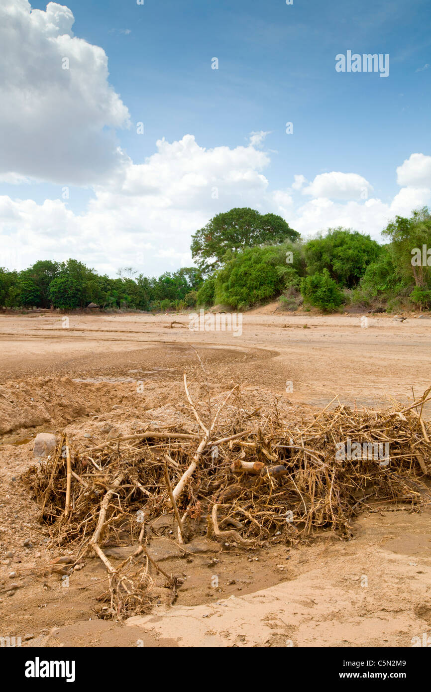 A dried- up riverbed near Tumi in the Lower Omo Valley, Southern ...