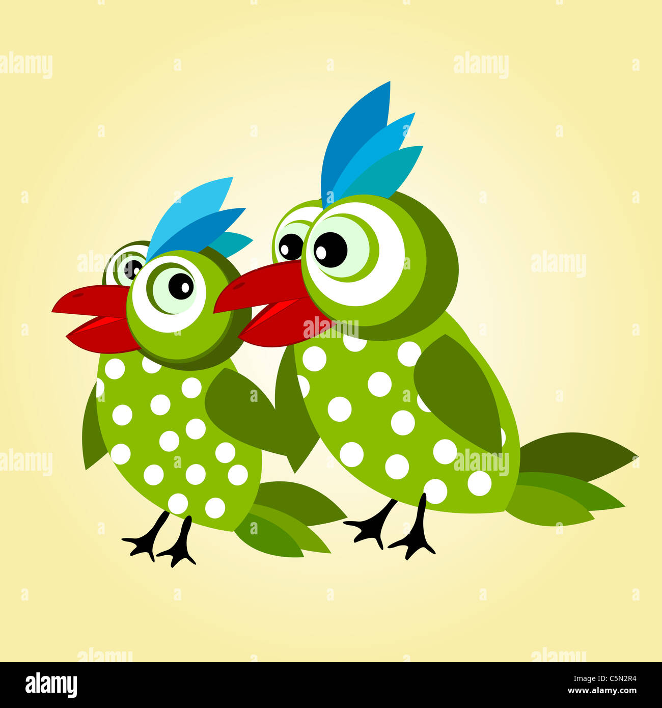Cartoon background with two love birds Stock Photo - Alamy