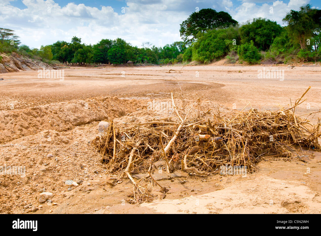 A dried- up riverbed near Tumi in the Lower Omo Valley, Southern ...