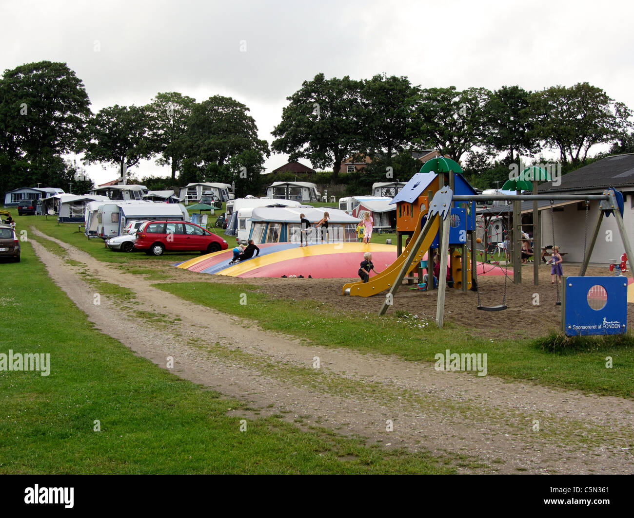 Danish campsite with play ground, Krusa, Jutland, Denmark Stock Photo ...