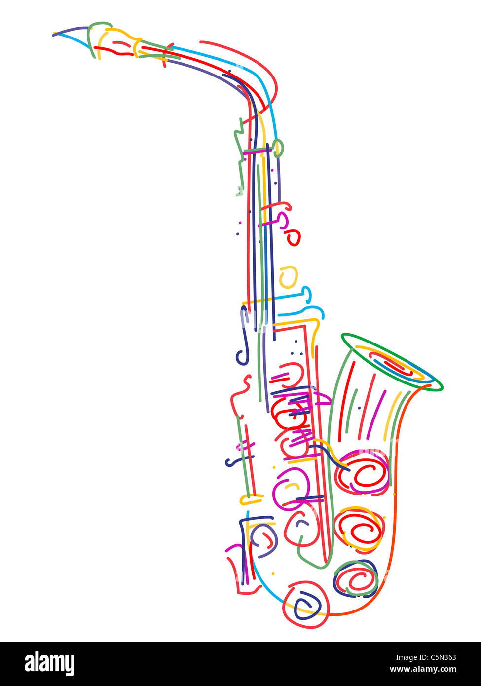 Illustration of a saxophone over white Stock Photo - Alamy